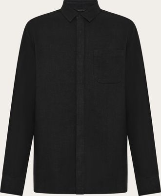 Knowledge Cotton Apparel Herren vegan Hemd Leinen Mix Schwarz Jet