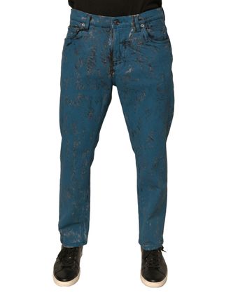 Dolce & Gabbana Mens Blue Logo Cotton Stretch Skinny Denim Jeans Elastane Clothing
