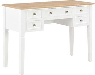 vidaXL Bureau Table dOrdinateur avec Tiroirs Table de Travail Table Informatique Table dEcriture Meuble de Bureau Chambre Maison Bois Blanc