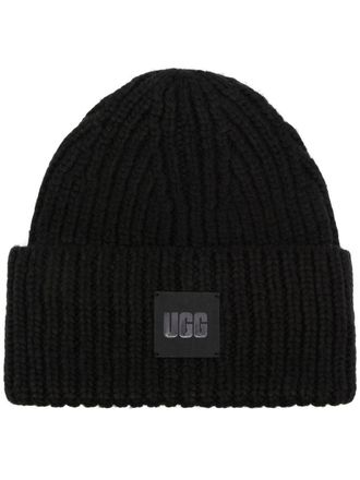UGG bonnet nervur&eacute; &agrave; patch logo - Noir