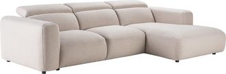 Vente-Unique Ecksofa rechts - melierter Stoff - Beige - NELORIM