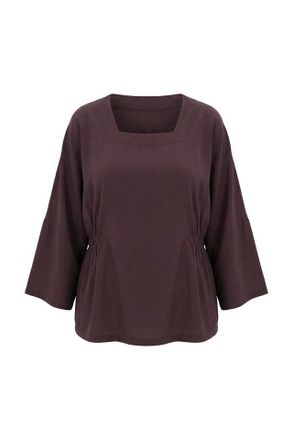 Ulla Popken Longbluse Bluse Elastikeins&auml;tze Carr&eacute;-Ausschnitt Langarm
