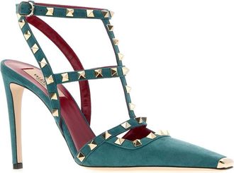 Valentino Garavani Womens Ankle Strap | Rockstud Tealgreen Scarpe Con Tacco High Heel Shoes