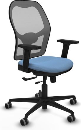 Piqueras y Crespo B&uuml;rostuhl f&uuml;r Zuhause mit 2D-Armen, h&ouml;henverstellbare Lendenwirbelst&uuml;tze, ausgestattet mit Syncro/Traslack und injiziertem Schaumstoff, Grau/Himmelbla