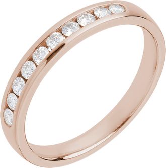 Edenly Trauring zur Hälfte mit Diamanten besetzt in Roségold - Kanalfassung - 0.25 Karat - 10 Diamanten