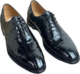 Generic Authentique v&eacute;ritable peau de crocodile pour homme, chaussures habill&eacute;es daffaires en cuir dalligator exotique v&eacute;ritable &agrave; lacets &agrave; bout rond Oxfords,