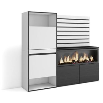Skraut Home Skraut Home - Schuhregal, Schuhschrank, Schuhaufbewahrung, 167x145x35 cm, F&uuml;r Schlafzimmer, Zimmer, Elektrokamin xxl, Lamellenwand Holz, Moderner