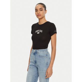 Tommy Jeans T-Shirt DW0DW19435 Schwarz Slim Fit