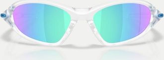 Oakley Portal Jacket ovale Sonnenbrille mit blau verspiegelten Gl&auml;sern in matt transparent