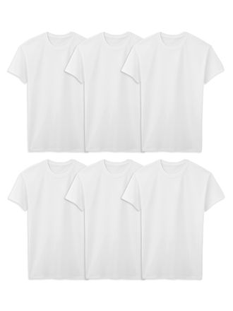 Fruit Of The Loom Herren Crew Tee Unterhemden, Feuchtigkeitsableitend und Ohne Etikett, Auch Erh&auml;ltlich in Big & Tall Unterw&auml;sche, Wei&szlig;-hohe Gr&ouml;&szlig;en, XX-Large Hoch (6er 