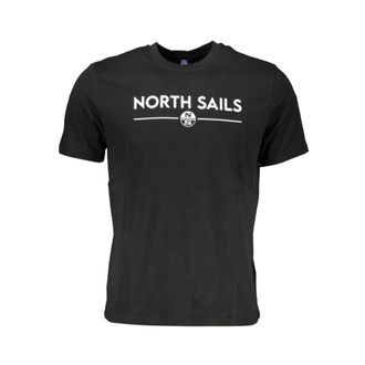 North Sails Schwarzes Baumwoll-Print-Logo-T-Shirt - - Tops - Herren - Schwarzk - M