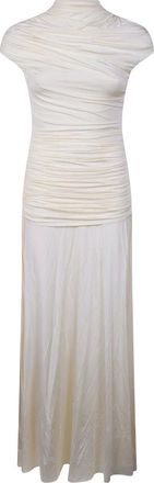 Self Portrait Femme, Robes, Jaune, Taille: 38 FR Robe Maxi Moulante Drap&eacute;e en Jersey