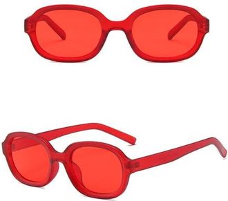 Generic Lunettes de soleil pour homme et femme - Forme ovale - Lunettes de soleil dext&eacute;rieur UV400 - Rouge 2026
