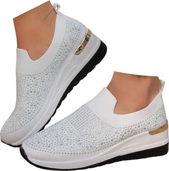 Generic Baskets scintillantes pour femme, chaussures habill&eacute;es et l&eacute;g&egrave;res en maille &agrave; enfiler pour la marche, confortables, d&eacute;contract&eacute;es, mocassins orthop&eacute;di