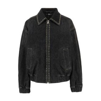 Versace Verzierter Denim-Bomberjacke - - Jackets - Damen - Schwarzk - XS