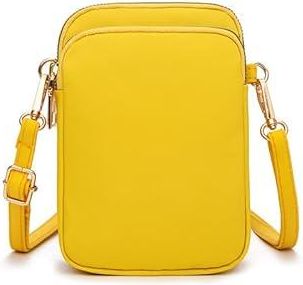 Generic Sac &agrave; bandouli&egrave;re pour t&eacute;l&eacute;phone portable, tissu Oxford imperm&eacute;able, mini sac &agrave; bandouli&egrave;re avec sangle r&eacute;glable, 17 x 11 x 5 cm, jaune, 28 X 12 X 9 C