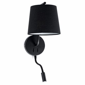 Faro Barcelona Faro Barcelona 29330 - BERNI Schwarze Wandleuchte mit LED-Leser