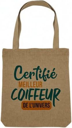 Fabulous Sac Shopping Tote Bag Aspect Lin - Certifi&eacute; meilleur Coiffeur de lunivers Cheveux Coupe Style Mode Fashion - Sac de Courses Toile Epaisse 360g Beige N