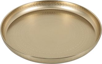 Amosfun Serviertablett Rundes Tablett aus Metall Gold Obstteller Snackteller Servierplatte Dekoration Couchtisch Servierplatten Aufbewahrung f&uuml;r K&uuml;che Wohnzim