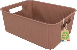 Sundis Vibes, panier de rangement plastique, marron moka, 10L, avec poign&eacute;es, empilable, id&eacute;al pour petits objets et accessoires de la salle de bain, la cham