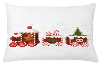 Abakuhaus Weihnachten Kissenbezug, Lebkuchen-Zug, Digitaldruck Wasser Resistent Farbfest mit Rei&szlig;verlu&szlig; und Waschbarer Kissenh&uuml;lle, 65 x 40 cm, Wei&szlig; Braun Vermi