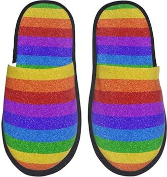 Generic Imprimé Rainbow À Paillettes Colorées Pantoufle Doux Pantoufles Chauds Chaussures Pour Unisex Extérieur Femme L