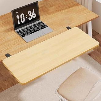 Generic Plateau de Clavier en Bois, rallonge Bureau Ergonomique, Installation sans per&ccedil;age, Plateau, Extension(Wood Color,50 * 20cm)