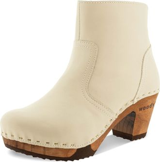 Woody Damen Tanja Clog Stiefelette, Creme, 37 EU