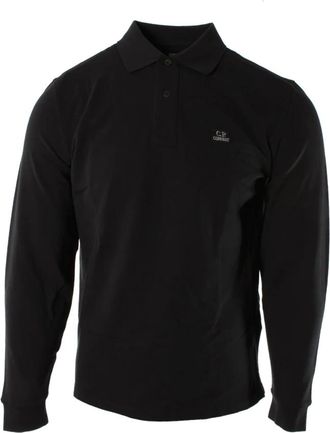 C.P. Company C.p. Company, Homme, Tops, Noir, Taille: S Polo en Piqué Stretch