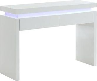 Vente-Unique Console Emerson II - LEDs - 2 tiroirs - MDF laqu&eacute; Blanc