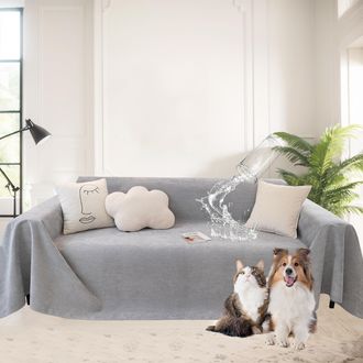 Shanna Chenille-Set Sofabezug und Sofadecke: Texturiert Weiche Loveseat &Uuml;berz&uuml;ge rutschfest Wasserdicht Dekorative Couch Schutz Tierfreundlich f&uuml;r Wohnzimmer