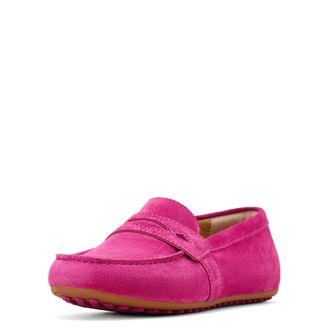 Ariat Womens Selene Driving Shoe in Hot Pink Suede, B Medium Width, Size 36.5, by Ariat