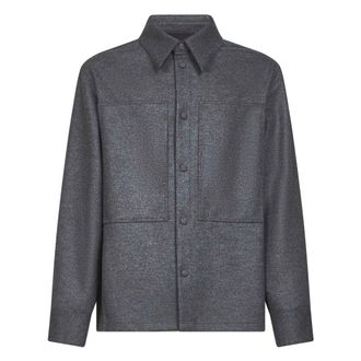 Jil Sander Graues Wollhemd mit Druckkn&ouml;pfen - - Blouses & Shirts - Herren - Grau - M