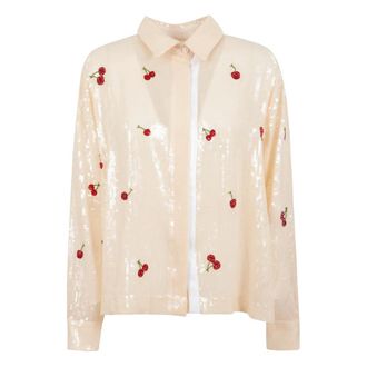 Des_Phemmes Kirsch Pailletten Hemd - - Blouses & Shirts - Damen - Beige - S