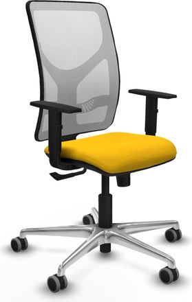 Piqueras y Crespo B&uuml;rostuhl mit 1D-Armlehnen, h&ouml;henverstellbare Lendenwirbelst&uuml;tze, ausgestattet mit 3 Positionen und Schneideschaum, Wei&szlig;/Gelb