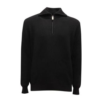 Paolo Pecora Lupetto Mezza Zip - - Knitwear - Herren - Schwarzk - L