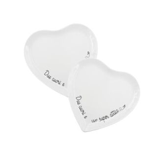 La Porcellana Bianca Le Onesti Set aus 2 Untertassen in Herzform, Durchmesser 17 cm, Porzellan