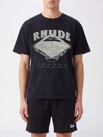 Rhude T-Shirt aus Baumwolle mit Rundhals, Logo-Print und &uuml;berschnittenen Schultern