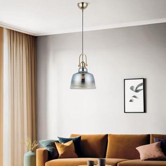 Opviq Antique Lacquer Chandelier, Metal Body, &Oslash;22 cm Glass Cap, Adjustable Height 40-110 cm, E27 Socket, Elegant Lighting for Home & Office Decor