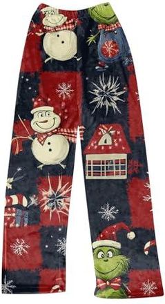 Generic Pyjama Grinch Femme Le Grinch Pijamas Nuit Noel Pyjamas Vêtements Polaire Pantalons Fluide Noël Flanelle Vetement Yoga Pijama Femmes Bas De Pyjama Épa