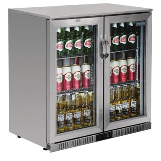 Polar Arri&egrave;re Bar Inox 2 Portes Pivotantes Vitr&eacute;es S&eacute;rie G - 208 L - Polar
