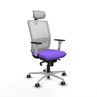 Piqueras y Crespo Haches Drehbarer Hochstuhl mit wei&szlig;en und schwarzen Armlehnen, h&ouml;henverstellbare Lendenwirbelst&uuml;tze und h&ouml;henverstellbares Kopfteil, Wei&szlig;/Lila