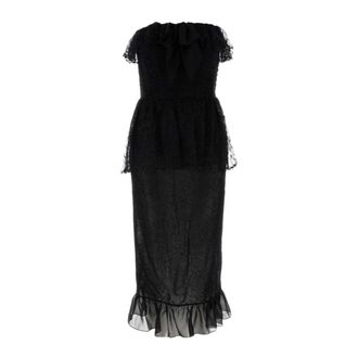 Alessandra Rich Kleid mit Schleifen-Spitze und R&uuml;schen - - Dresses - Damen - Schwarzk - XS
