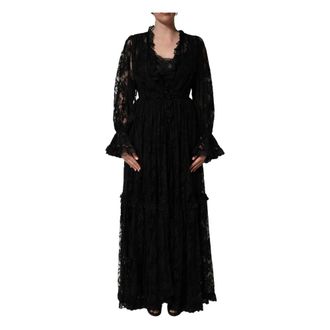 Dolce & Gabbana Langes A-Linien-Abendkleid mit Spitze - - Dresses - Damen - Schwarzk - XS