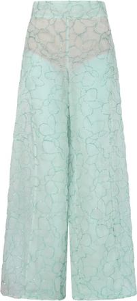 Genny Femme, Pantalons, Vert, Taille: 36 FR Pantalon large textur&eacute; vert menthe