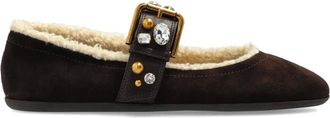 Dolce & Gabbana Ballerines en daim avec appliqu&eacute;s scintillants - Femme - Chaussures - Brun - Taille: 39 EU