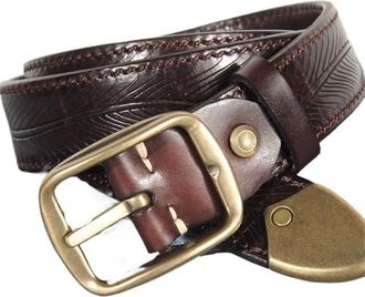 Generic Ceinture extra &eacute;paisse double face pour homme en cuir v&eacute;ritable avec boucle ardillon pour homme (120, caf&eacute;)