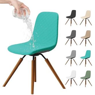 Dioxide Housse de Chaise de Salle &agrave; Manger Imperm&eacute;able 4PCS, Chaise de Cuisine Extensible, Couvre Chaise Moderne Lavable,D&eacute;cor de Cuisine Maison(Bleu)