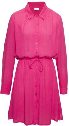 Lascana Strandkleid in leichter Crepe-Qualit&auml;t mit variablem Tunnelzug in der Taille kurzes Hemdblusenkleid, Sommerkleid, Longbluse mit langen &Auml;rmeln