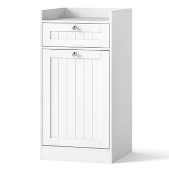 Giantex Badschrank mit W&auml;schekorb, Badezimmerschrank mit Schublade & herausnehmbarer W&auml;schesack, Freistehender W&auml;scheschrank f&uuml;r Wohnzimmer & Badezimmer (40,5